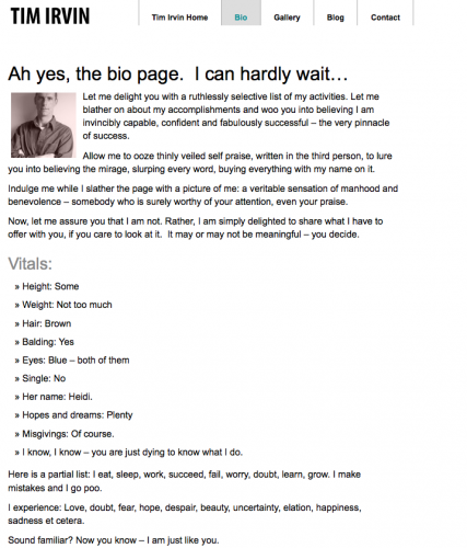Worst bio page ever… ever. | Sherwin Arnott